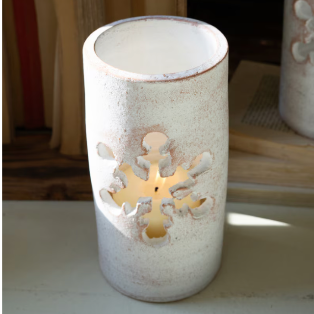 White Clay Snowflake Luminary – Base Camp Wine & Co.